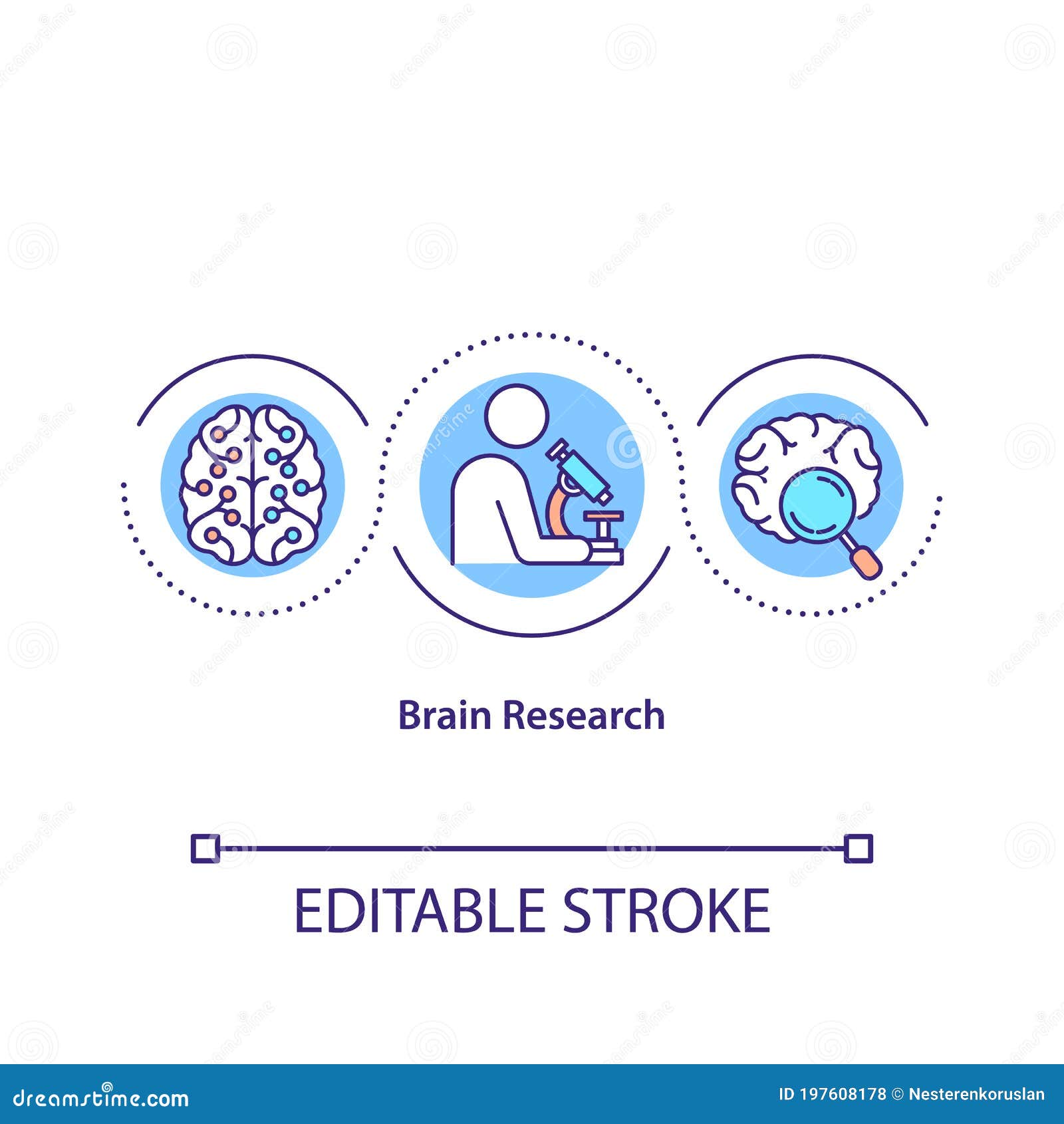 Brain Research Concept Icon Stock Vector - Illustration of conceptual ...