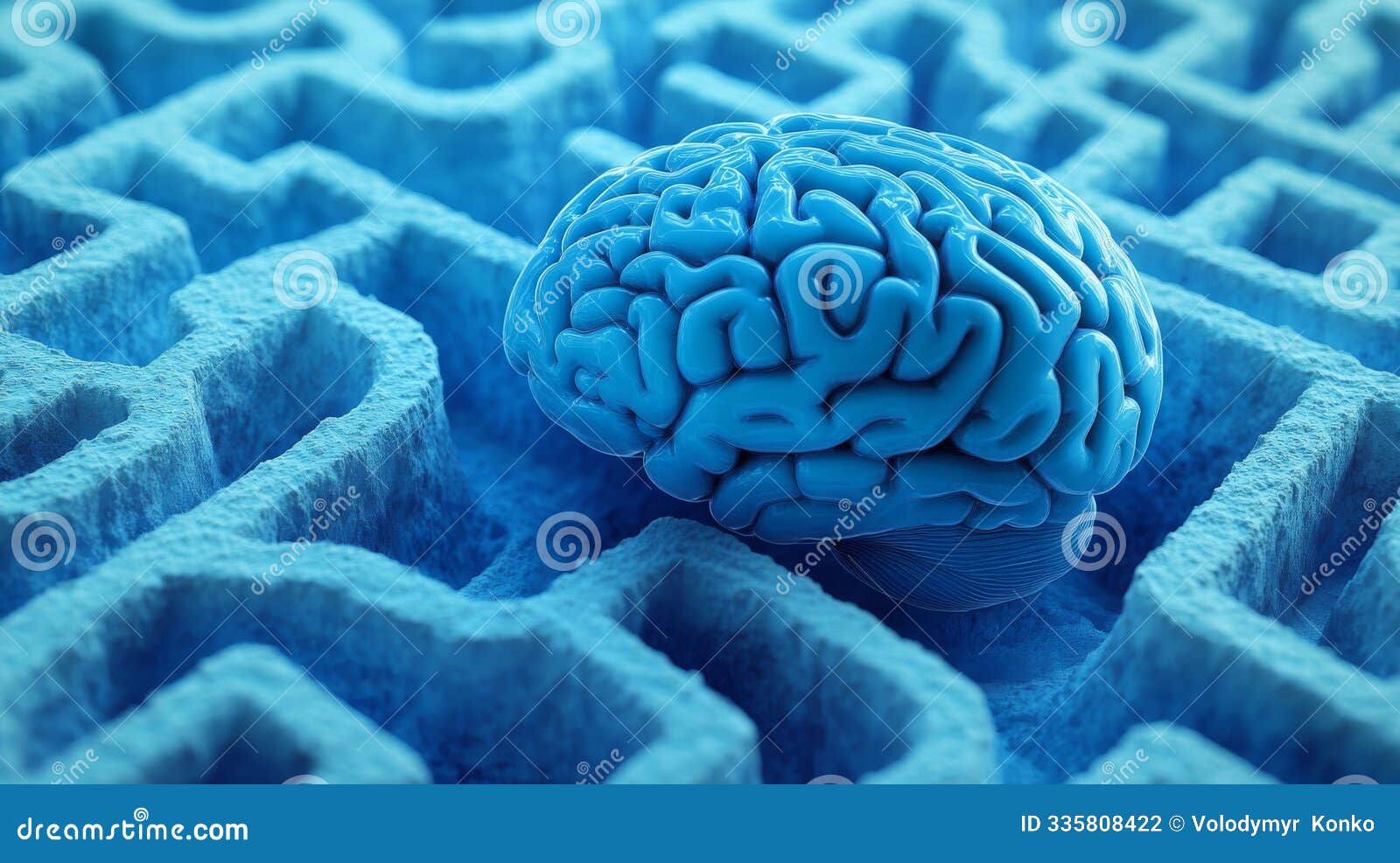 Brain Resting in a Blue Maze, Abstract Thinking Concept Stock Photo ...