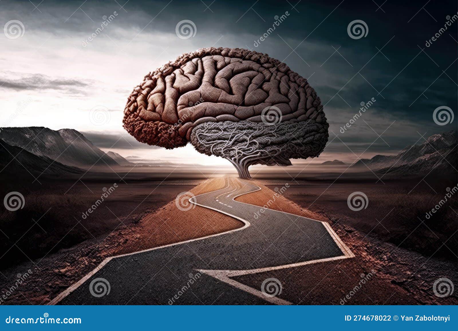 Brain with a Road, Representing Journey and Exploration. Generative AI ...