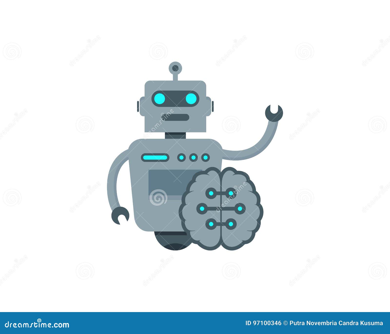 Brain Robot Icon Logo Design Stock Vector - Illustration of cute ...