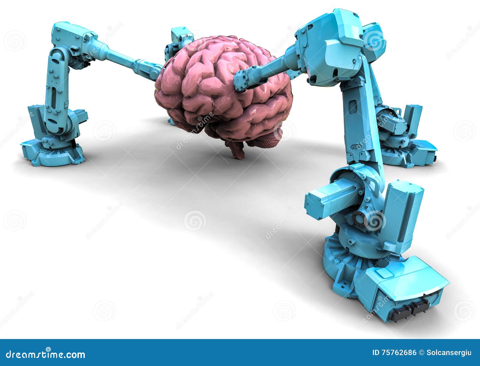 Brain with robots stock illustration. Illustration of bionic - 75762686