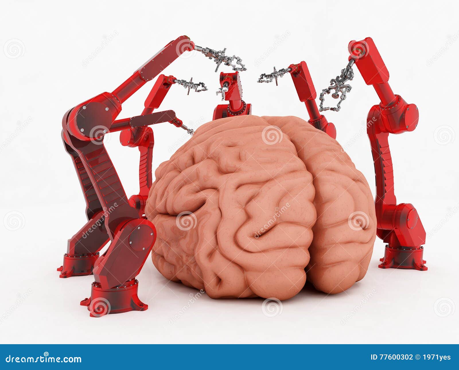 Brain and robots stock illustration. Illustration of background - 77600302