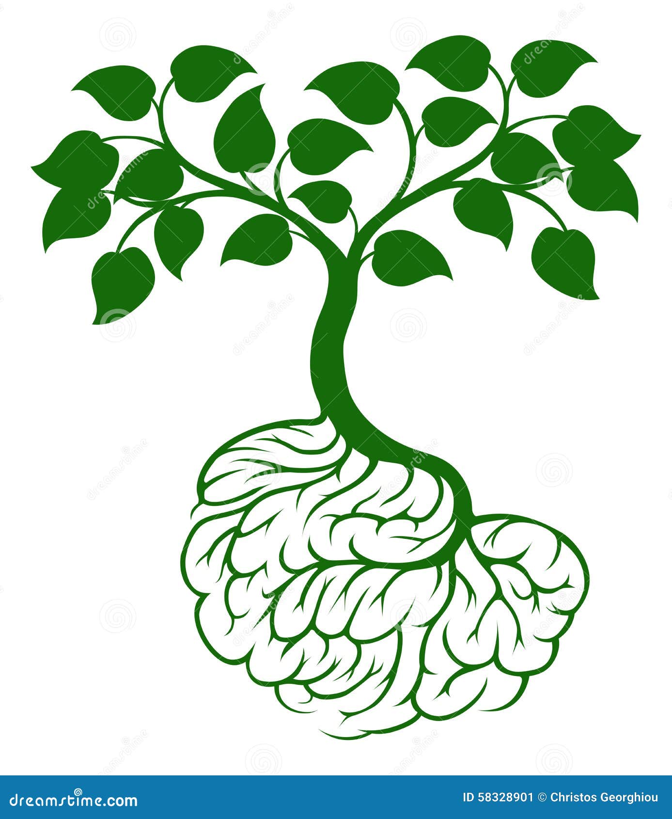 Brain roots tree stock vector. Illustration of life, growing - 58328901