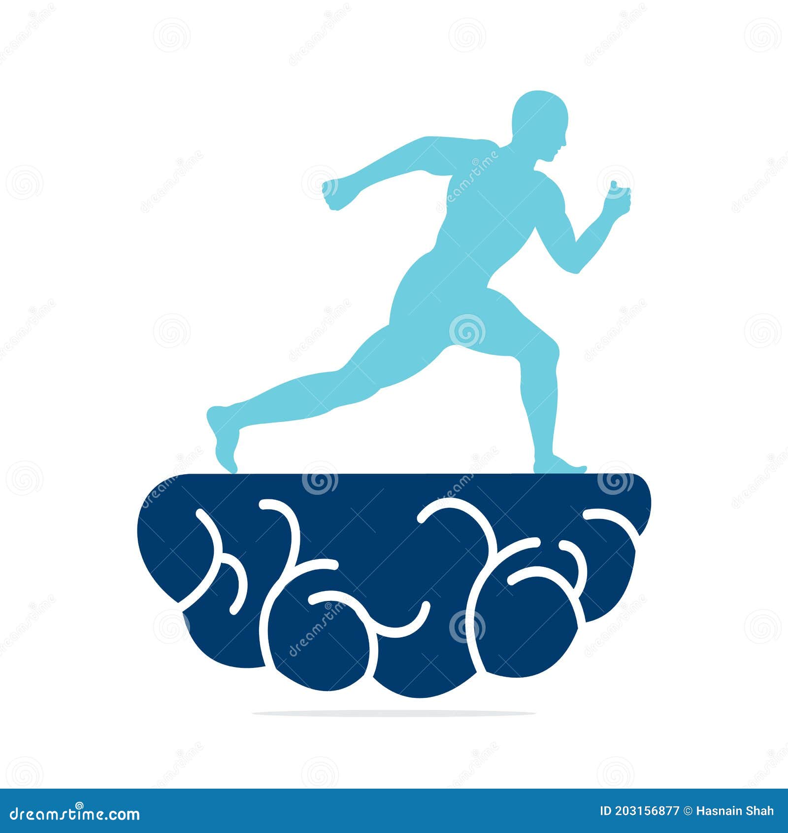 Brain Runner Logo Vector Design. Stock Vector - Illustration of quickly ...