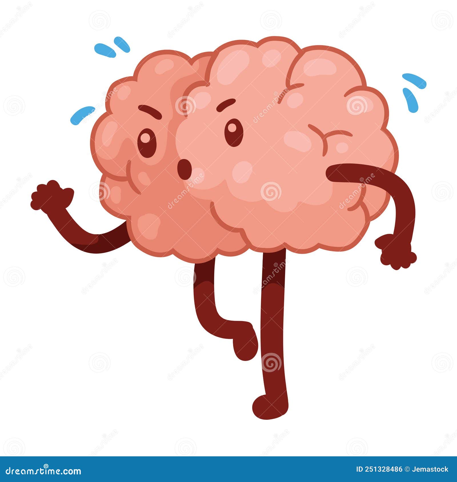 Brain Running Comic Character Stock Vector - Illustration of face ...