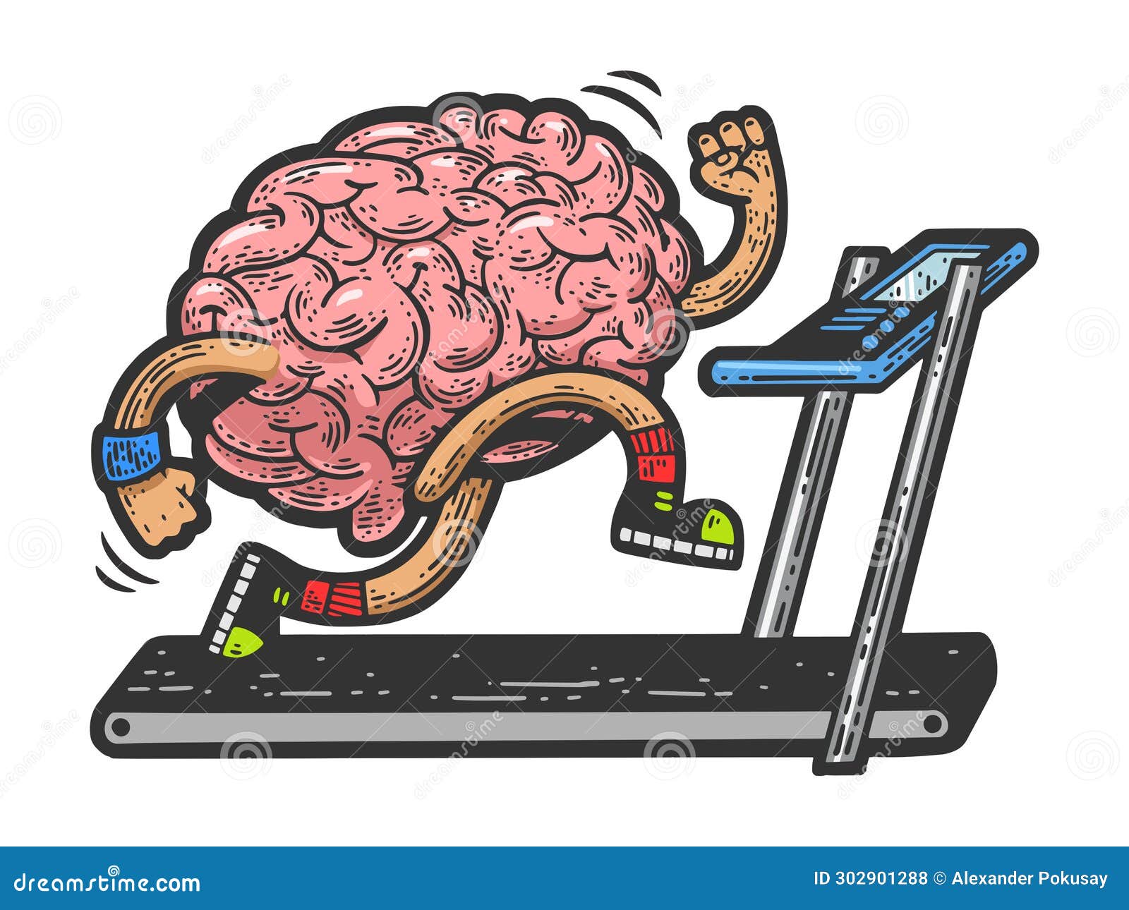 Brain Running Training on Treadmill Sketch Vector Stock Vector ...