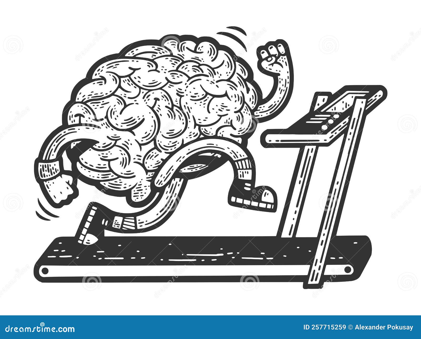 Brain Running Training on Treadmill Sketch Vector Stock Vector ...