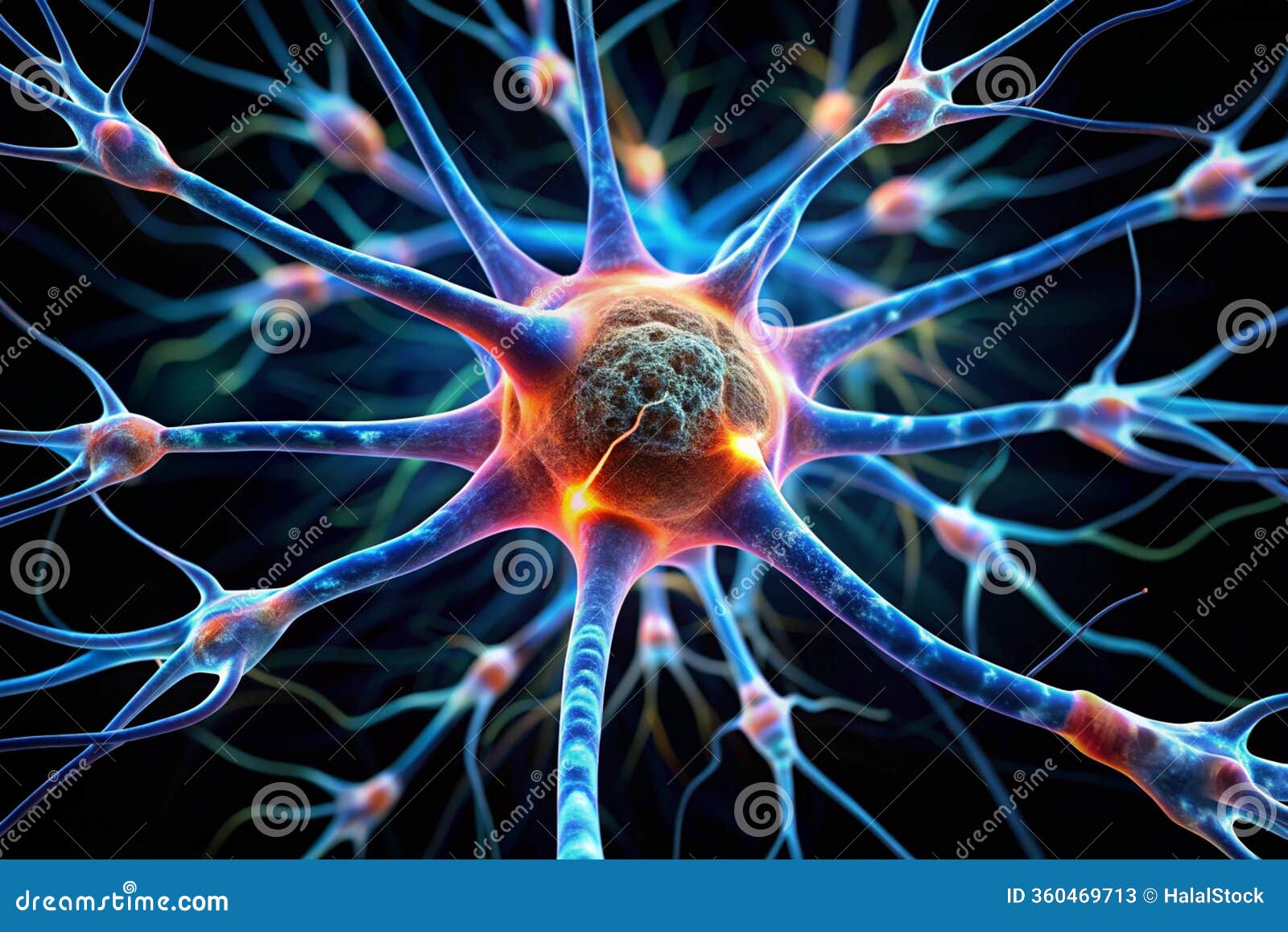 The Brain S Building Blocks: a 3D Rendering of Human Neurons Stock ...