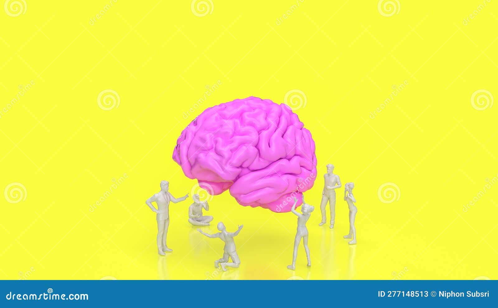Pink Brain and Human Figure for Sci or Creative Concept 3d Rendering ...