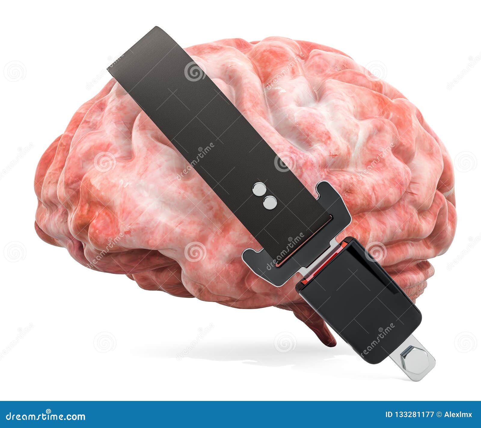 Brain with Safety Belt, 3D Rendering Stock Illustration - Illustration ...