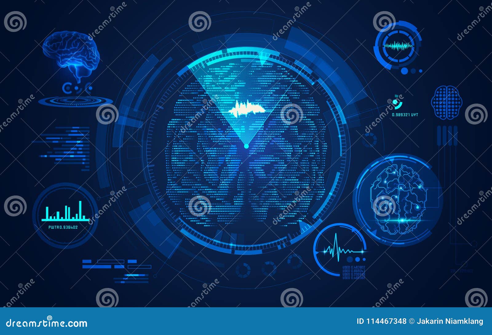 Brain Scan Technology. 3D Animation Of Human Brain. Artificial ...