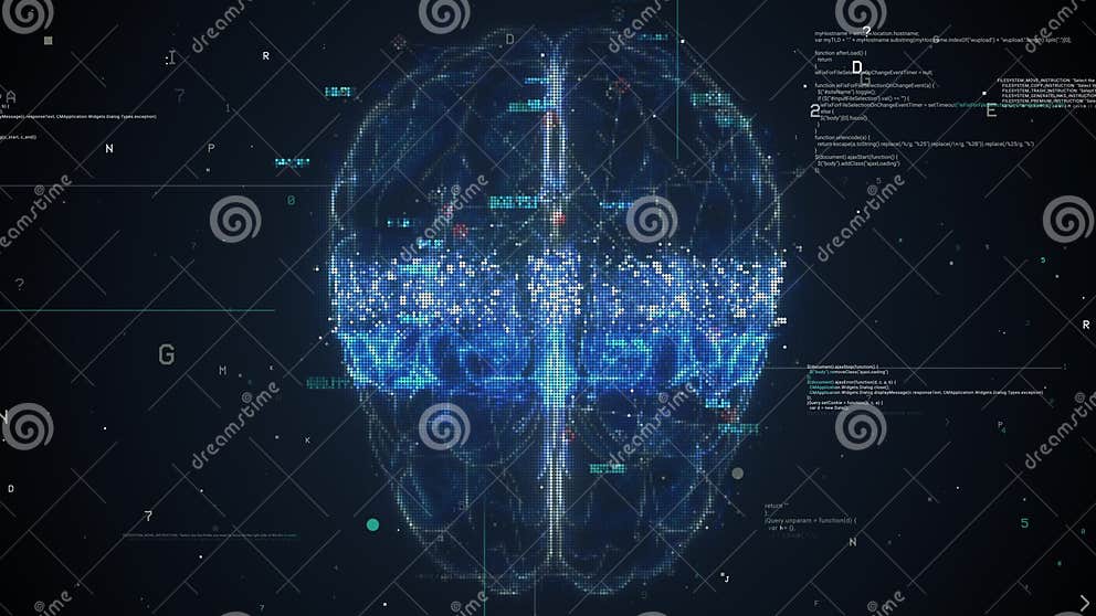 Brain Scan Technology. 3D Animation of Human Brain. Artificial ...