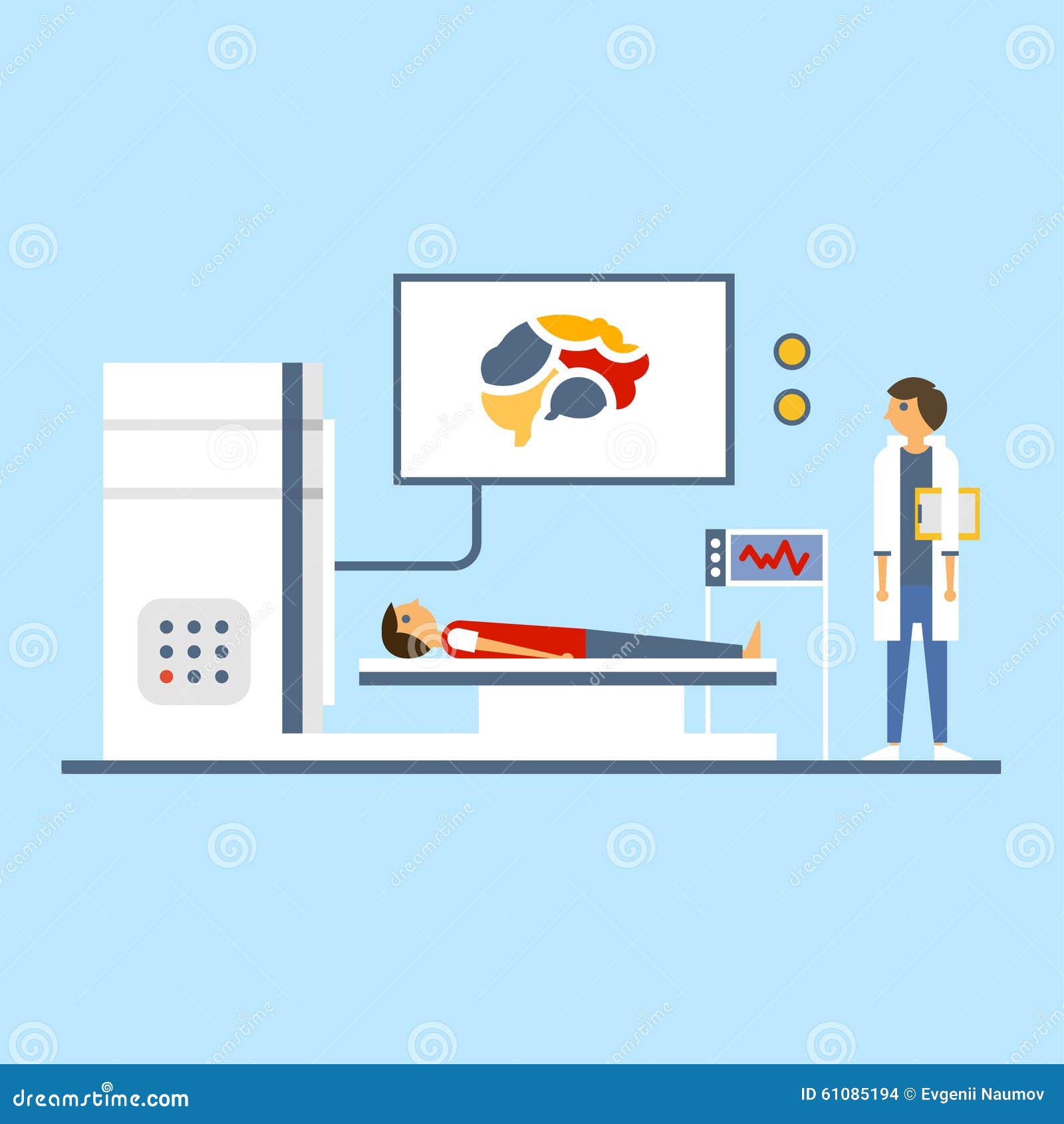 Brain Scanning, Flat Vector Illustration Stock Vector - Illustration of ...