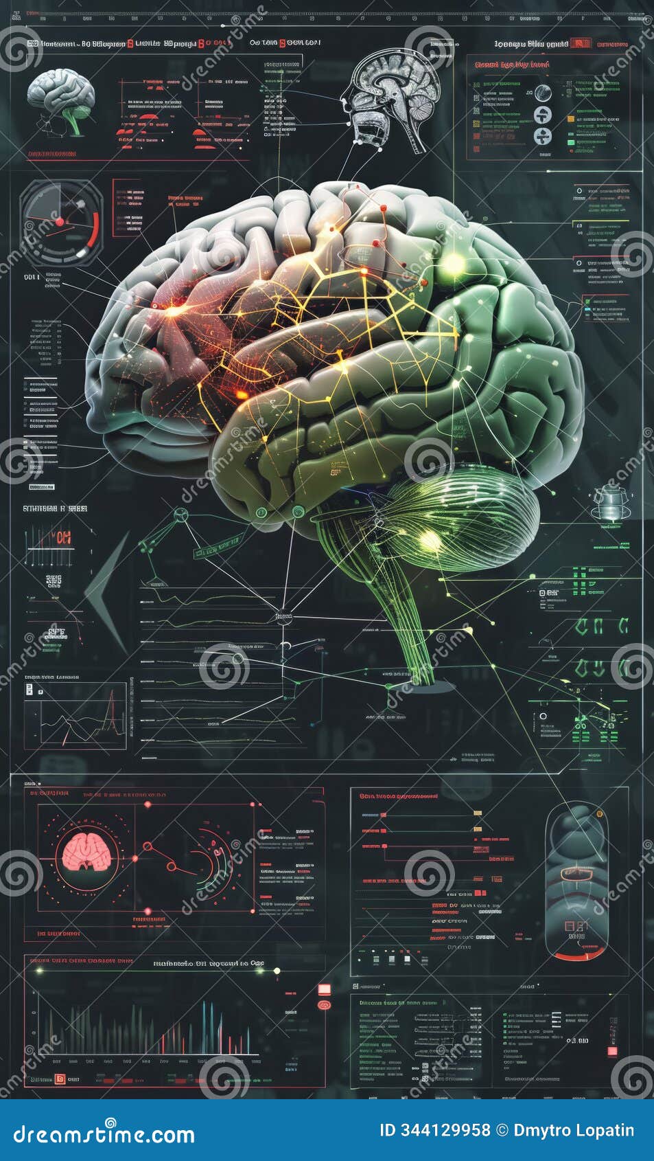 Brain Scanning Hologram on Digital Screen Interface, Neural Network and ...