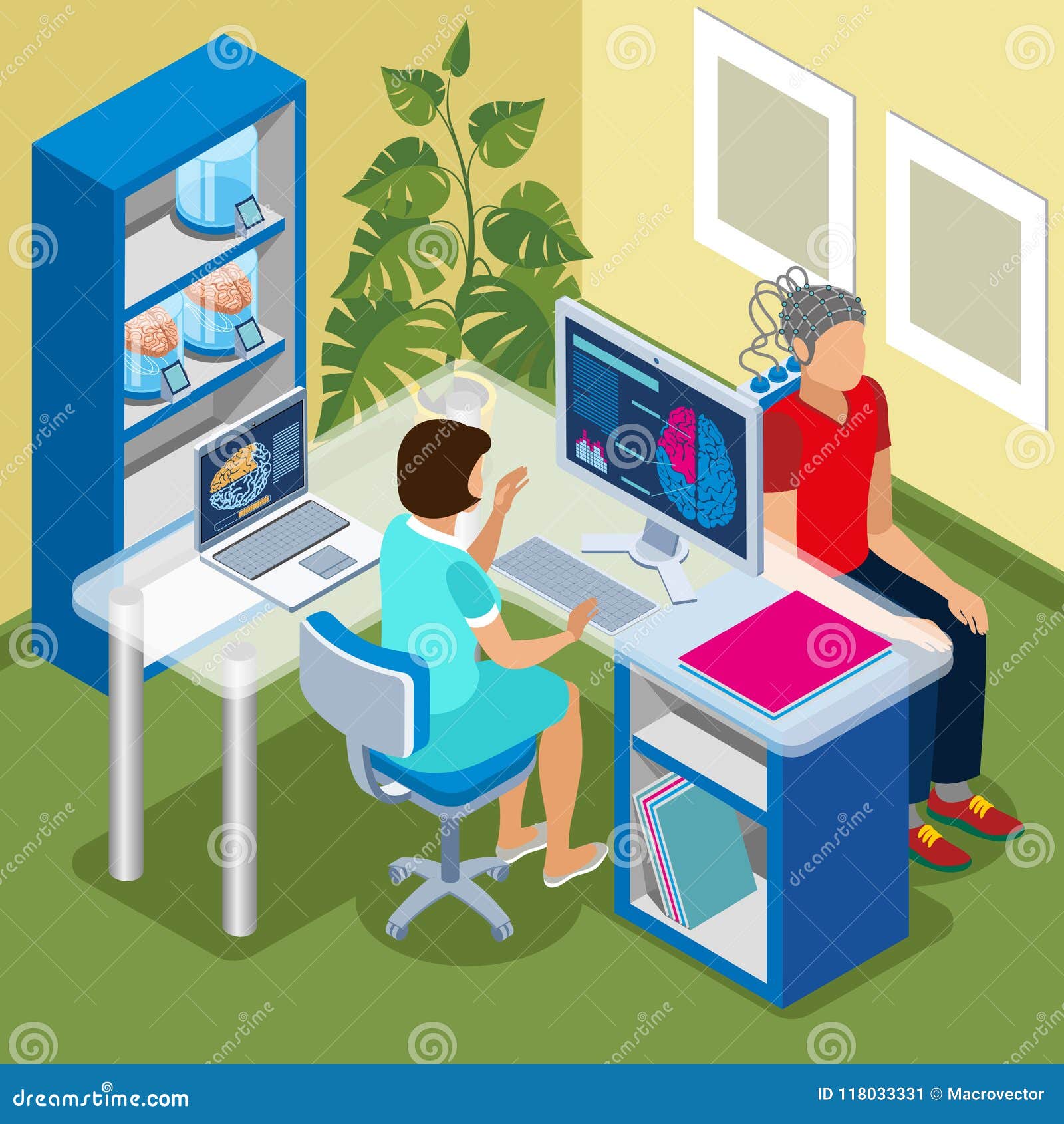 Brain Scanning Isometric Composition Stock Vector - Illustration of ...