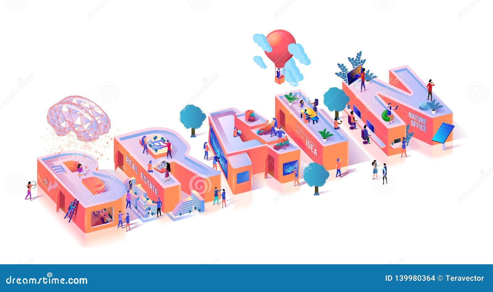 Brain Science Idea Alphabet Typography Banner Stock Vector ...