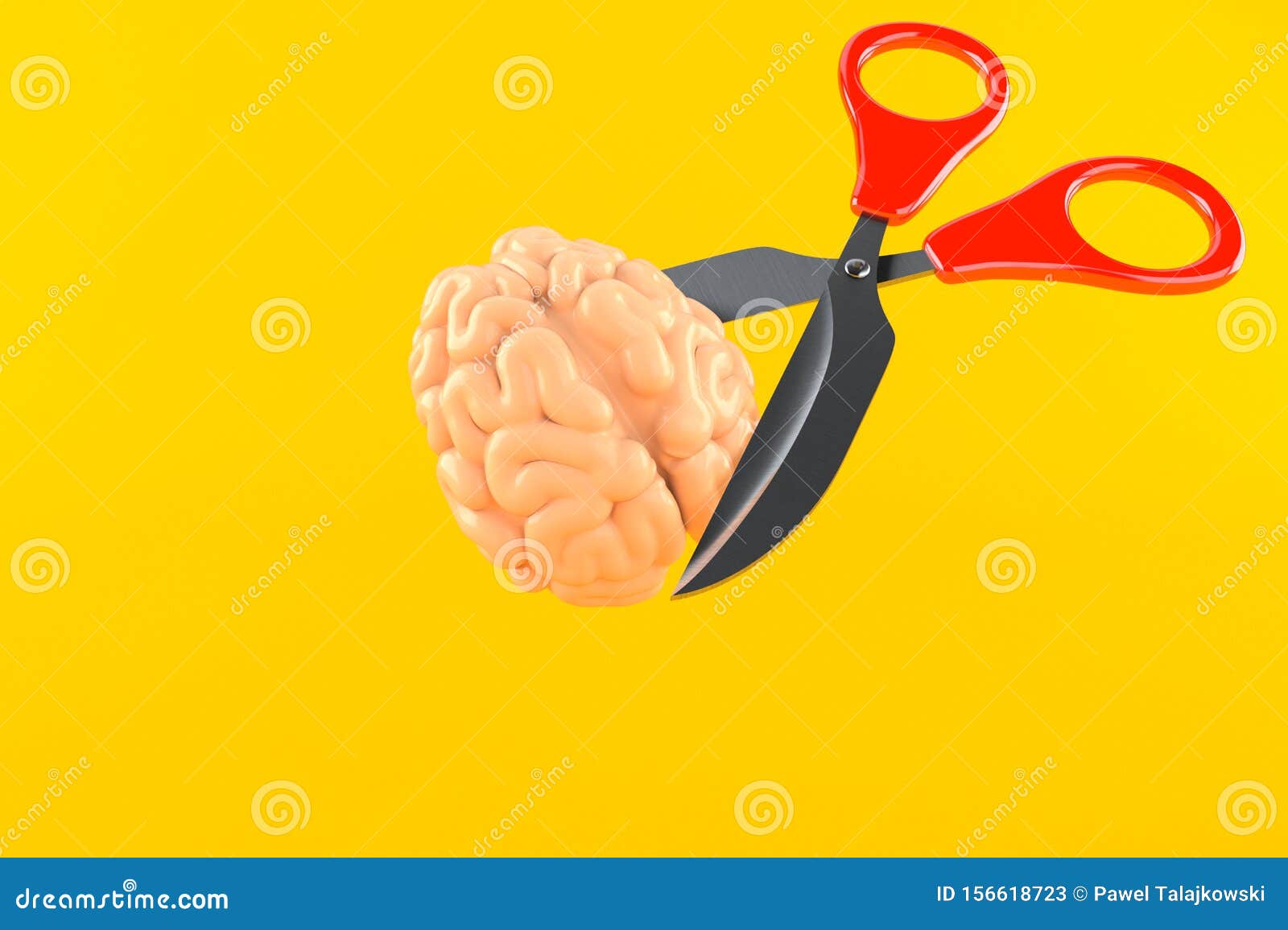 Brain with scissors stock illustration. Illustration of learning ...