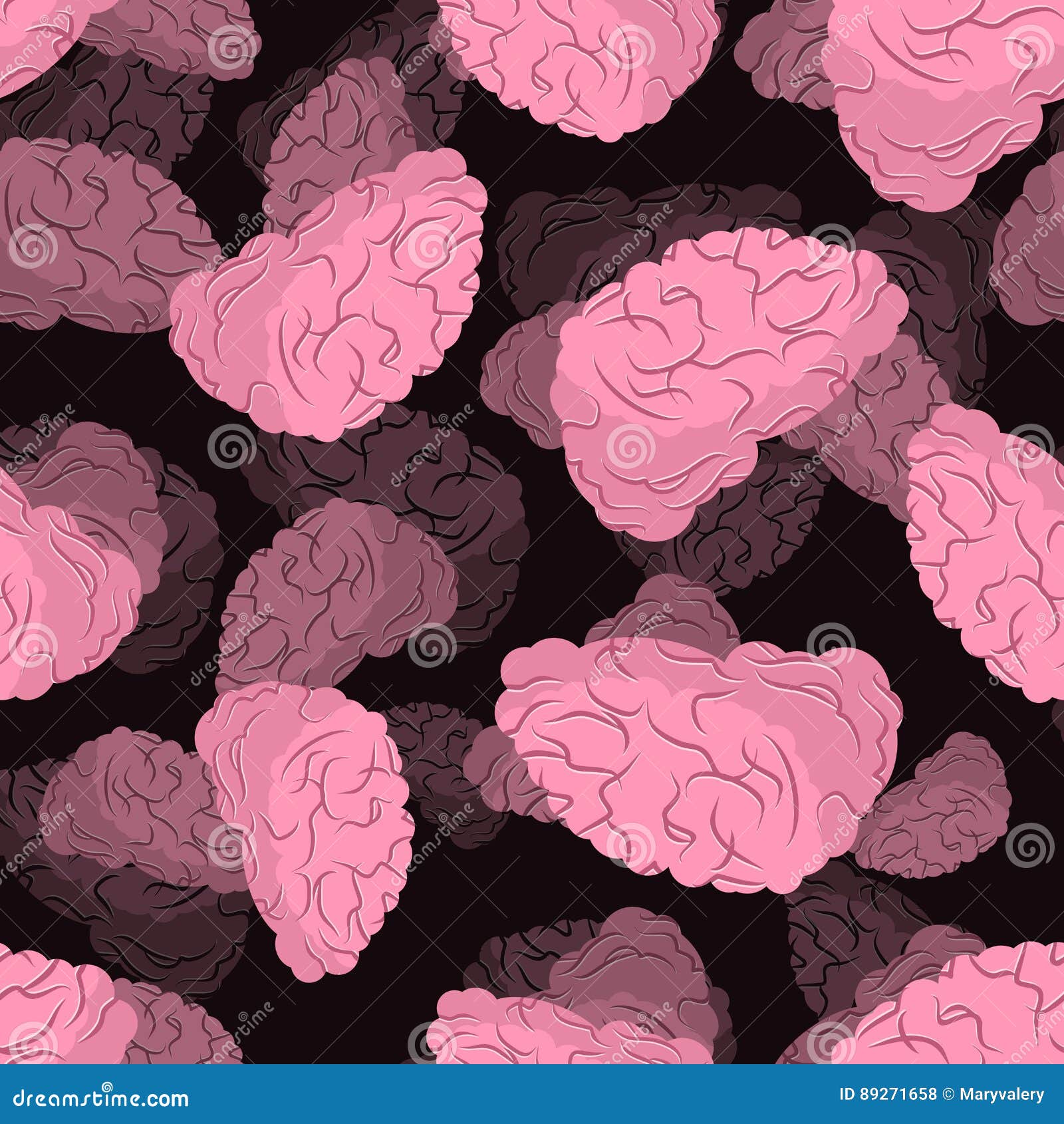 Brain Seamless Pattern. Human Brains 3D Background. Stock Vector ...