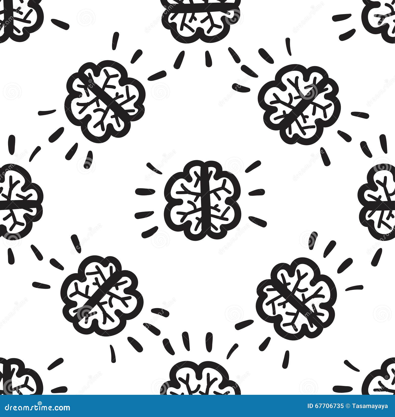 Brain Seamless Pattern Vector Hand Drawn Stock Vector - Illustration of ...