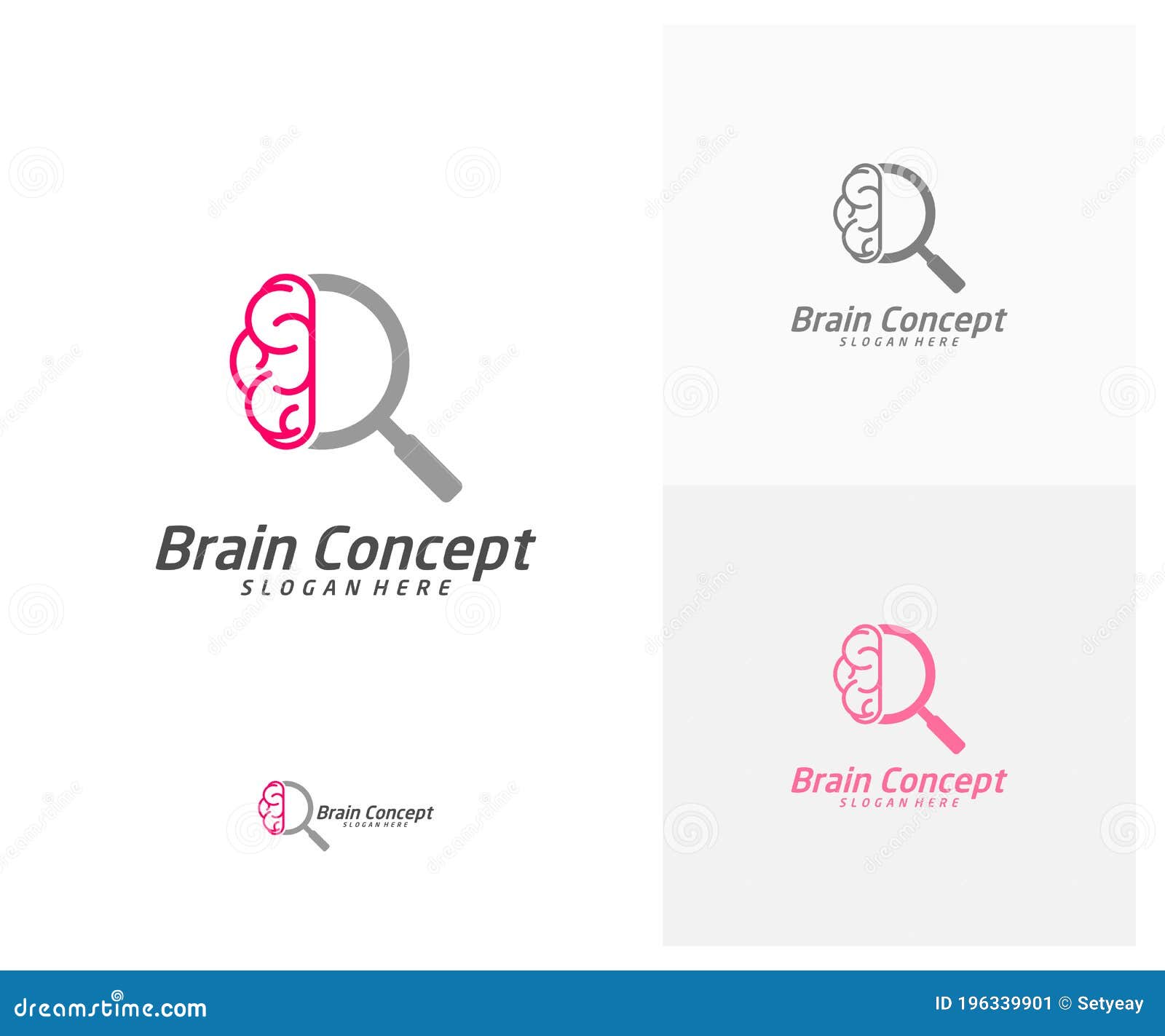 Brain Search Logo Design Vector Template. Think Idea Concept Stock ...