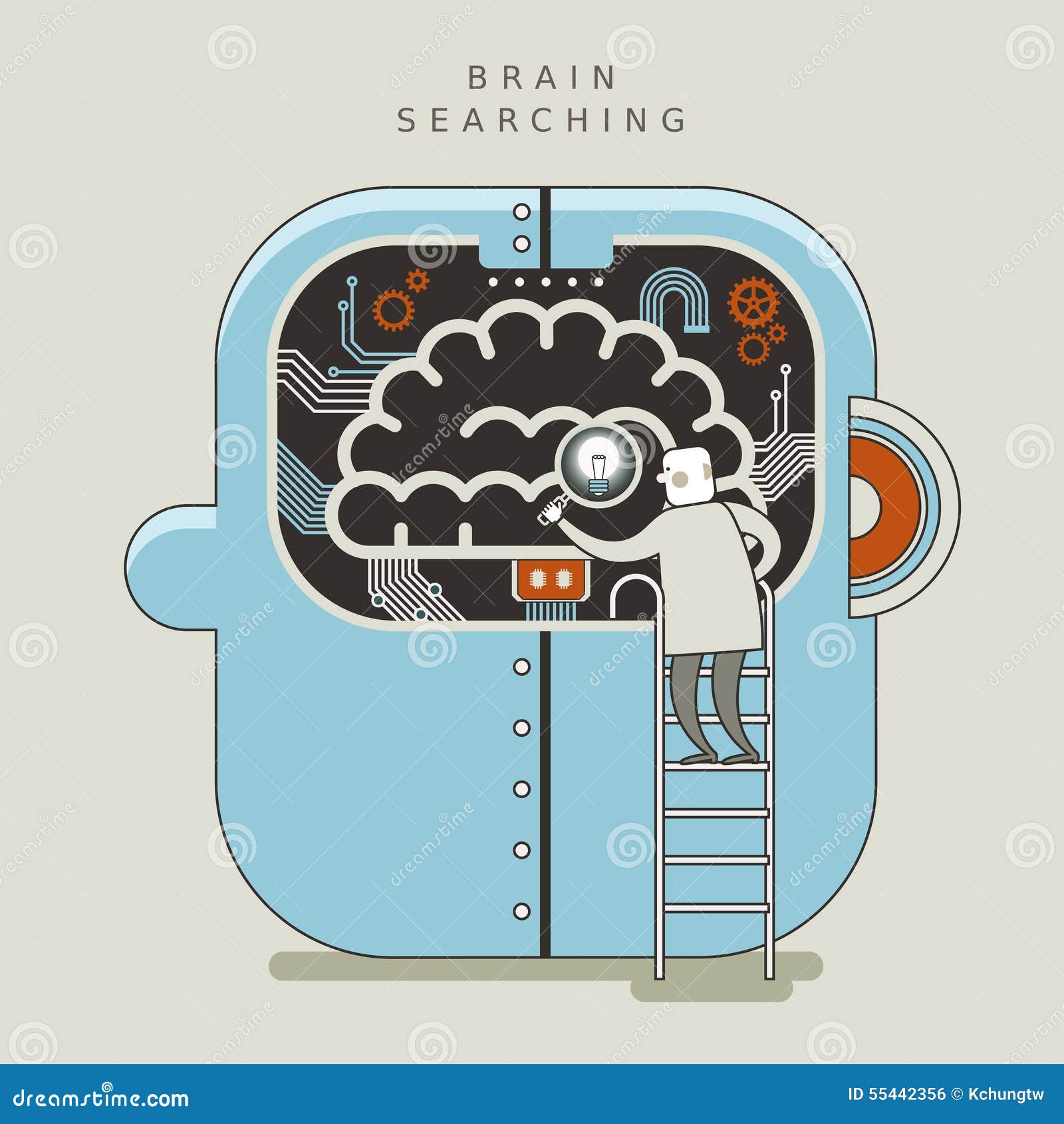 Brain Searching Concept Illustration Stock Vector - Illustration of ...