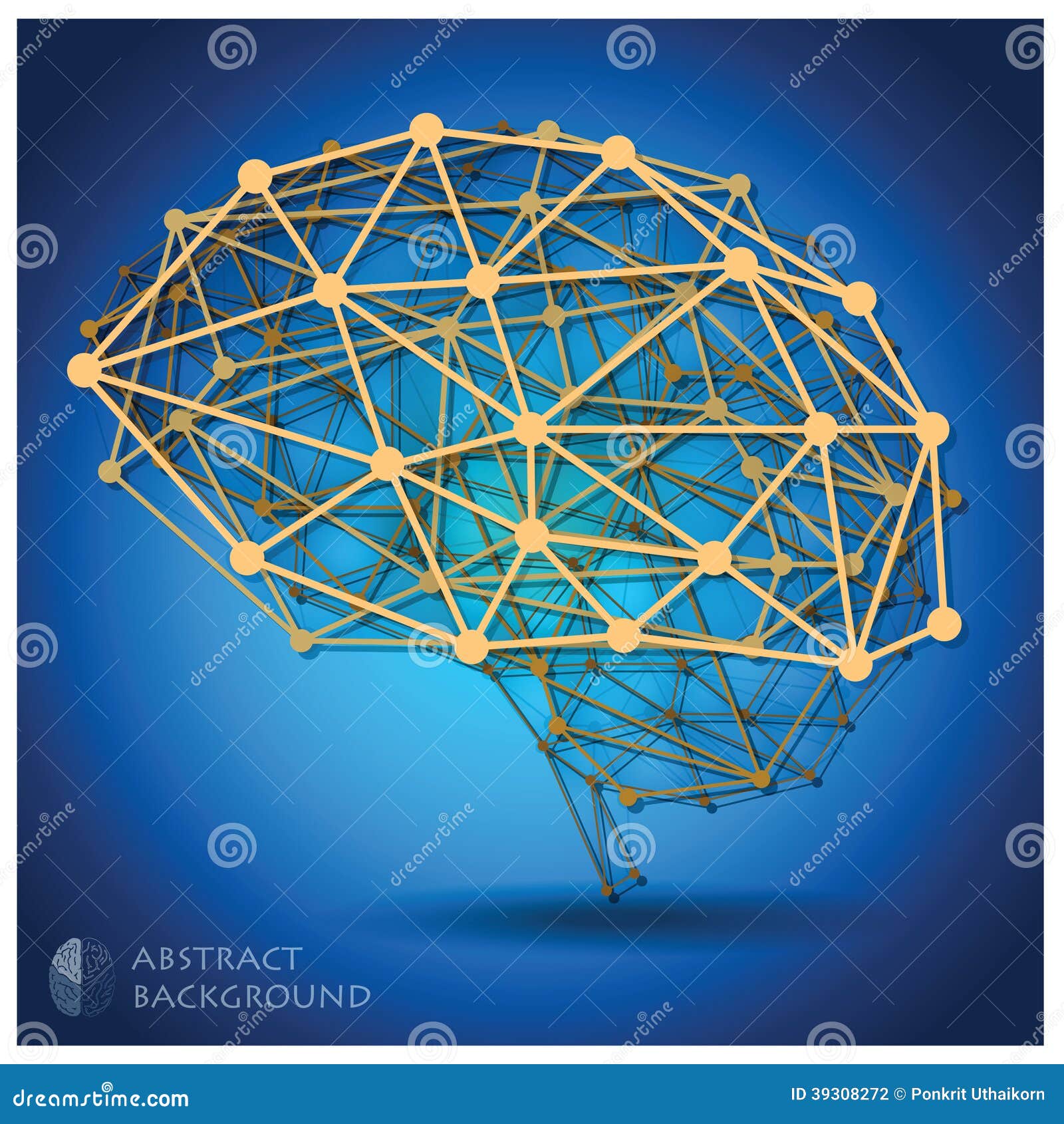 Brain Shape Abstract Geometric Background Stock Vector - Illustration ...