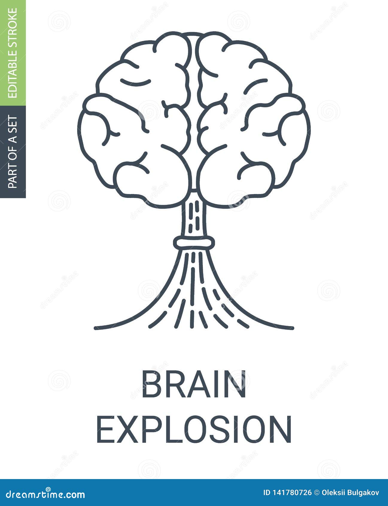 Brain with a Shape of Atomic Explosion Icon Stock Illustration ...