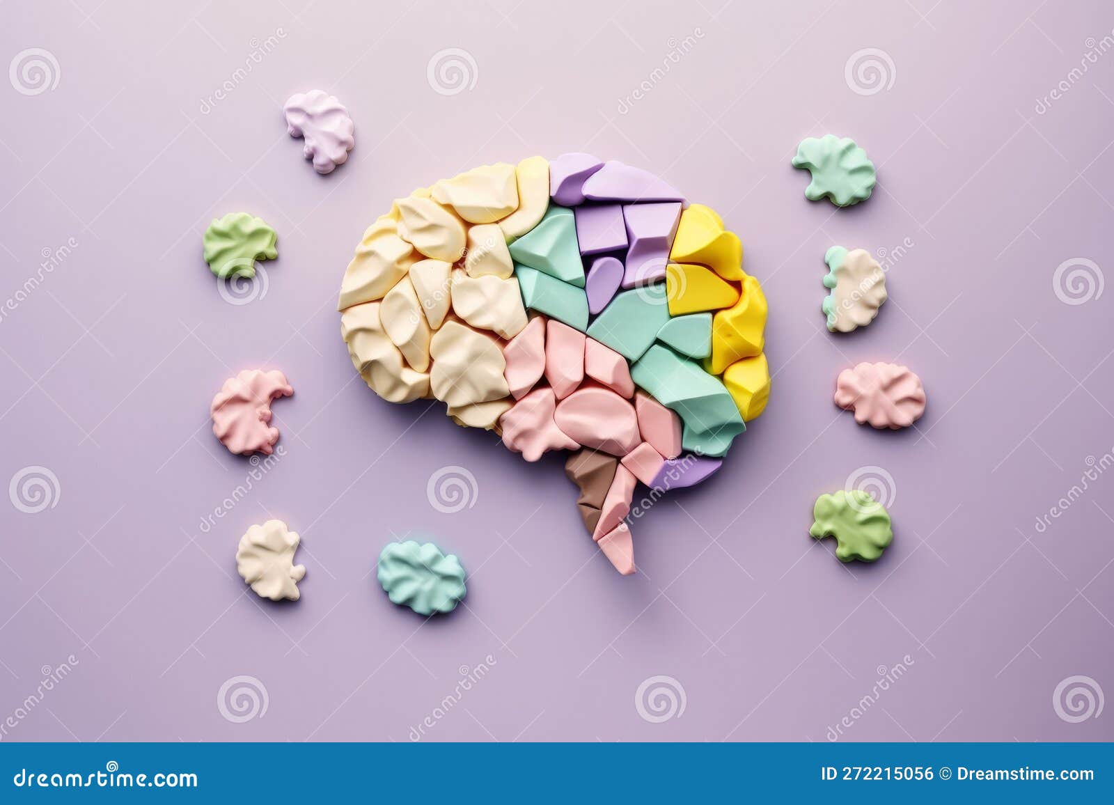 Brain Shape Made from Coloured Shapes. Logical Thinking Side of the ...