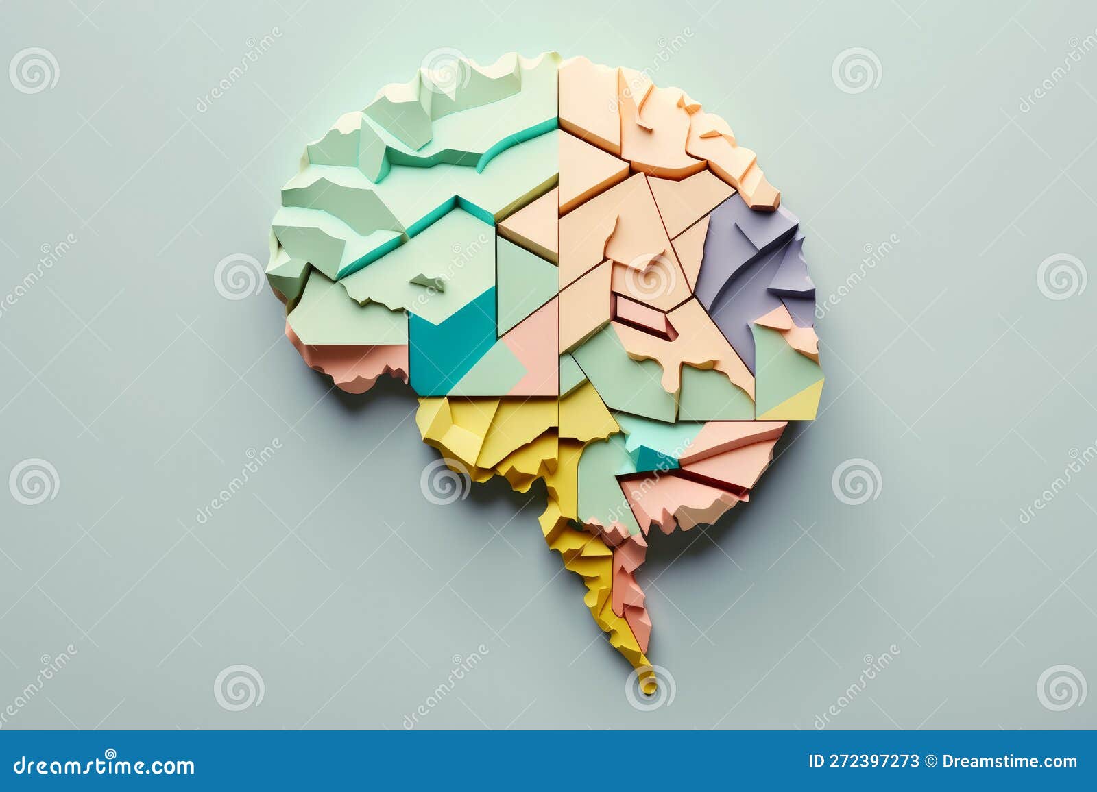 Brain Shape Made from Coloured Shapes. Logical Thinking Side of the ...