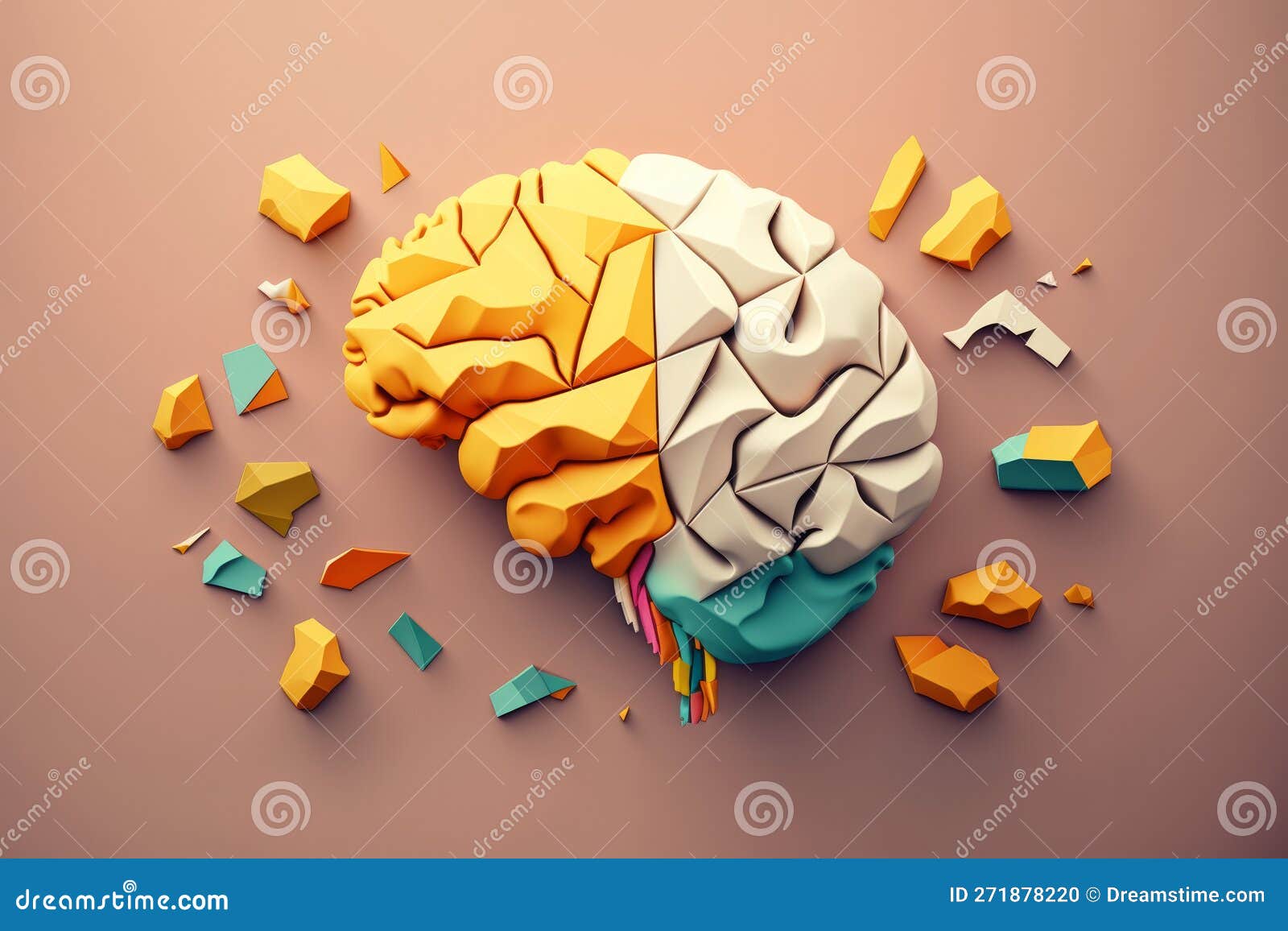 Brain Shape Made from Coloured Shapes. Logical Thinking Side of the ...