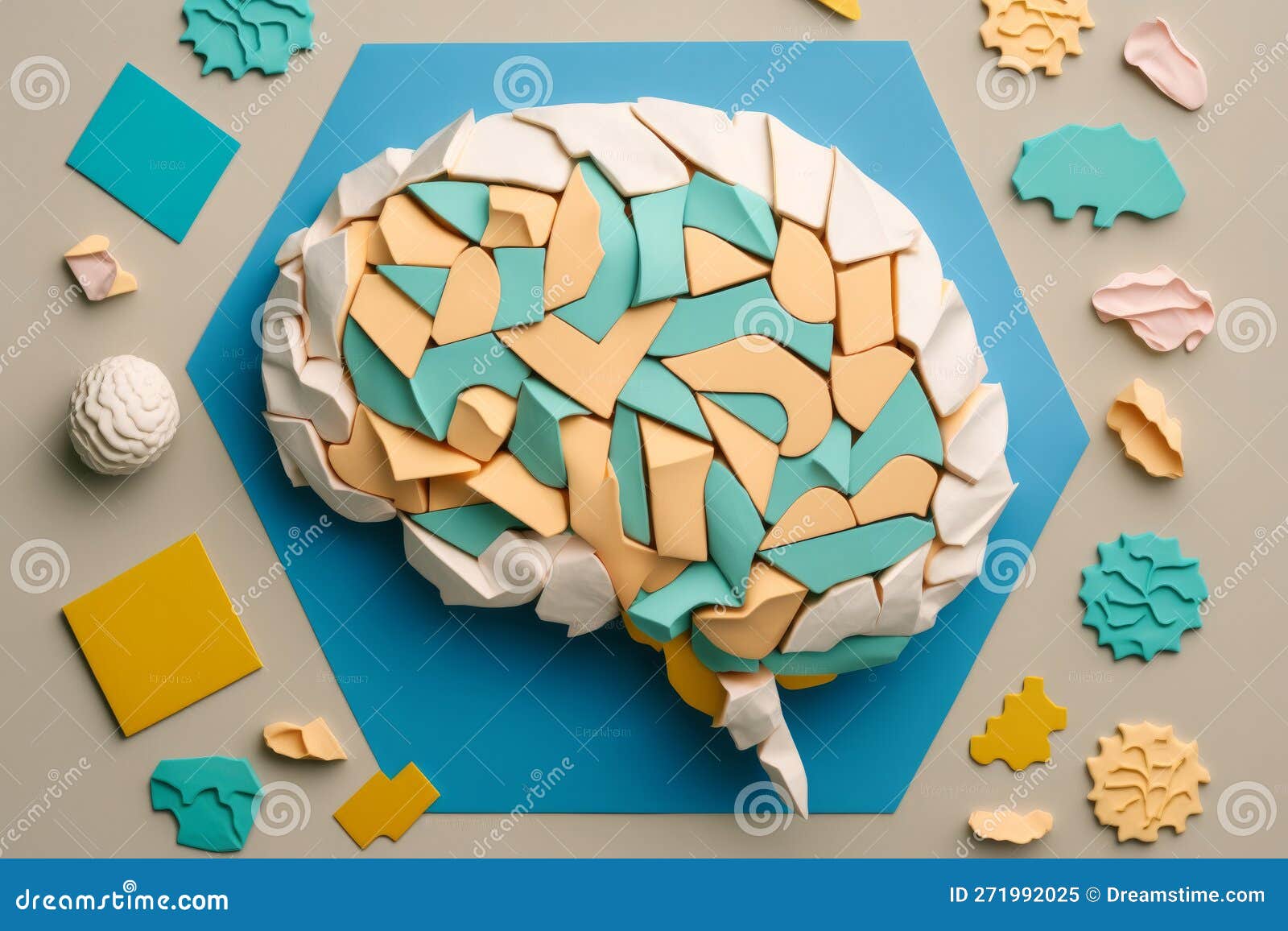 Brain Shape Made from Coloured Shapes. Logical Thinking Side of the ...