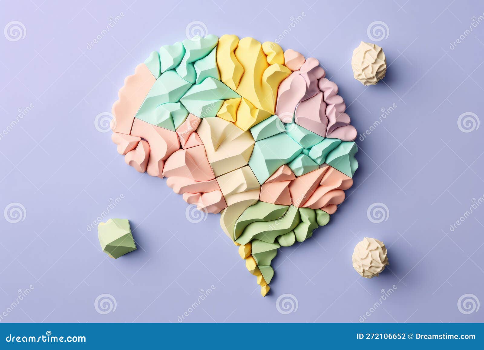 Brain Shape Made from Coloured Shapes. Logical Thinking Side of the ...