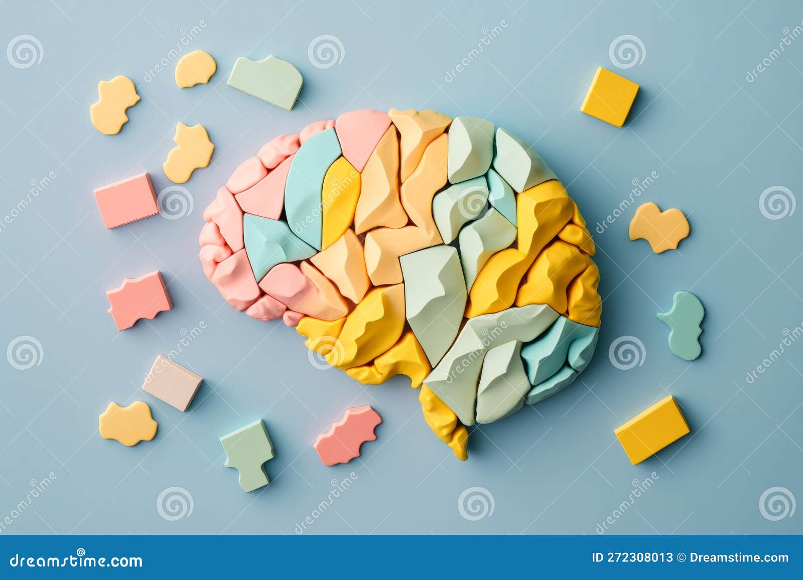 Brain Shape Made from Coloured Shapes. Logical Thinking Side of the ...