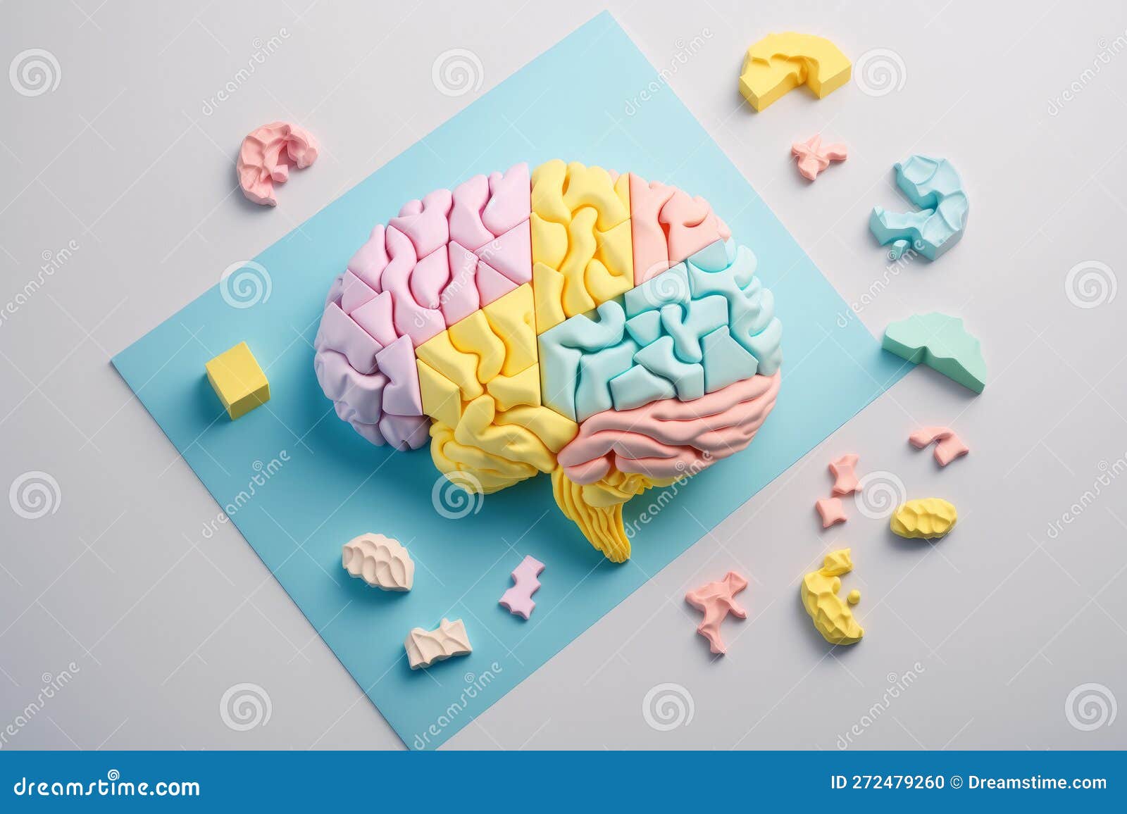 Brain Shape Made from Coloured Shapes. Logical Thinking Side of the ...