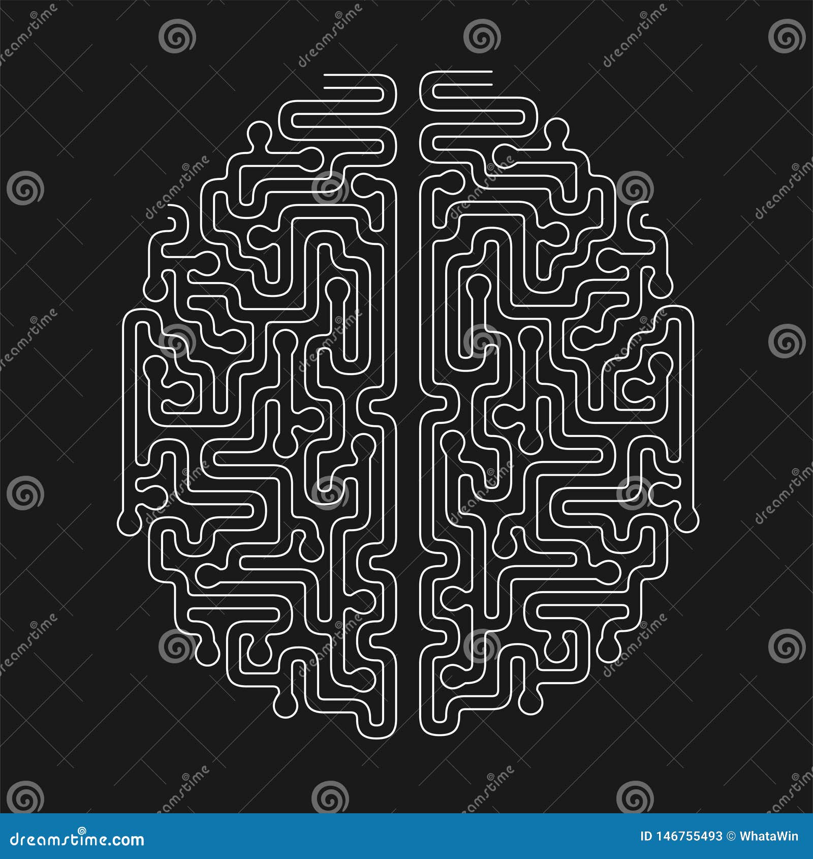 Brain Shape Maze Vector Design. Solve Problem Concept Stock Vector ...