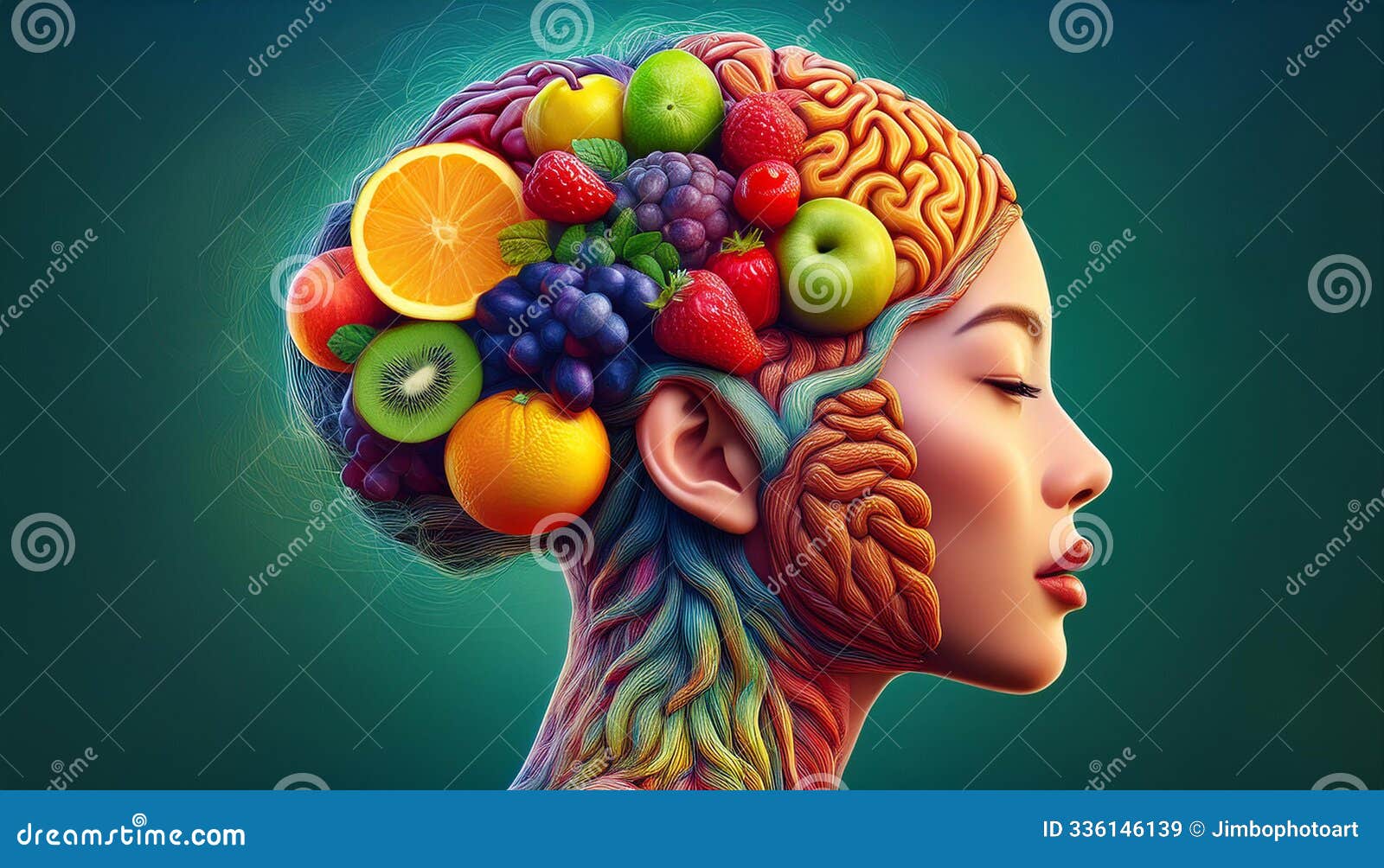 Fruits and Food that Nourish the Brain Stock Illustration ...