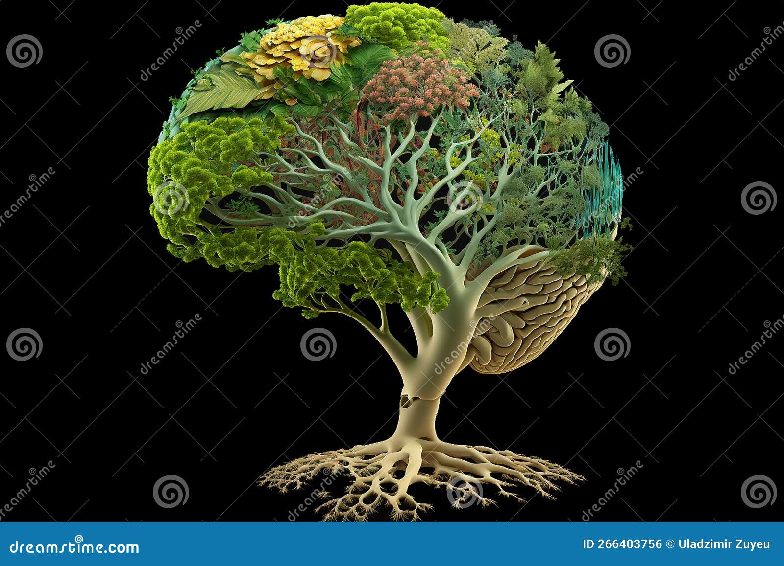 Brain in the Shape of a Tree. Created with Generative Ai Technology ...