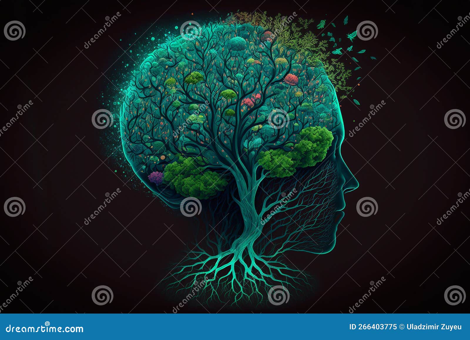 Brain in the Shape of a Tree. Created with Generative Ai Technology ...