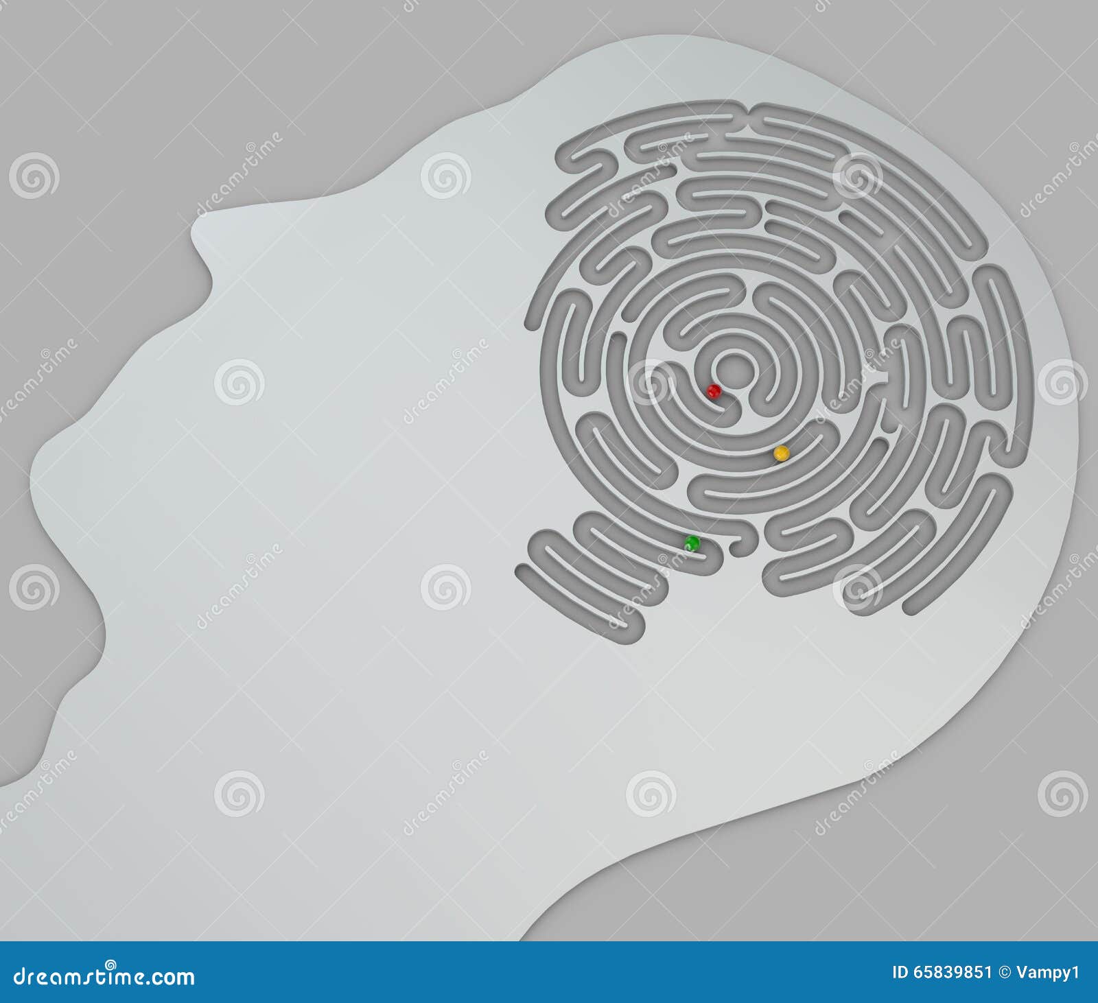 Brain-shaped Labyrinth Inside the Head of a Profile Stock Illustration ...