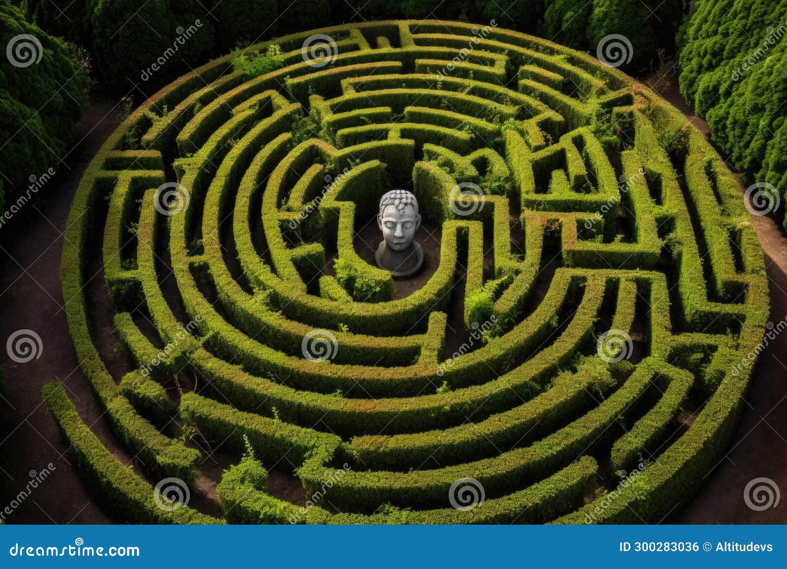 A Brain-shaped Labyrinth Made of Hedges, Viewed from Above Stock Photo ...