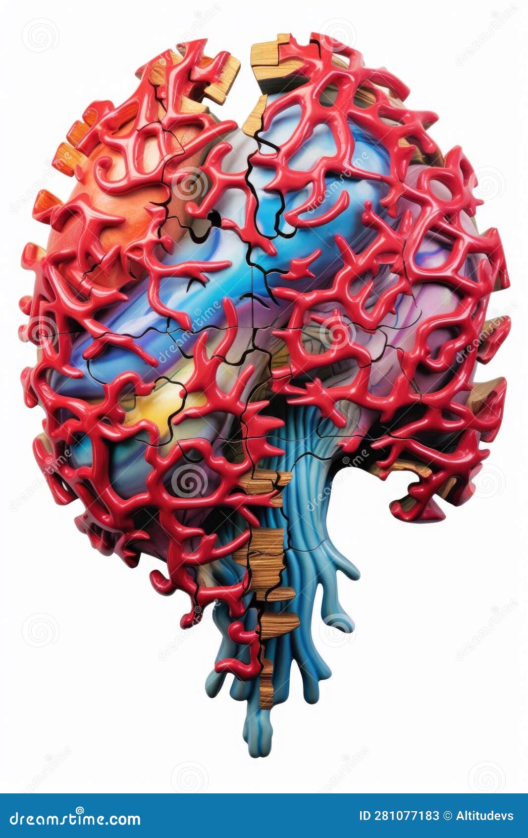 Brain-shaped Puzzle Pieces Connected Together Stock Illustration ...