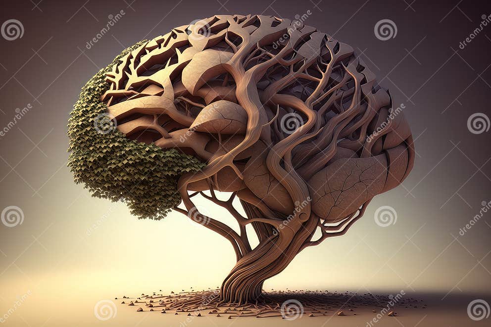 Brain Shaping Tree. Symbolizing Emotional Intelligence. Generative Ai ...