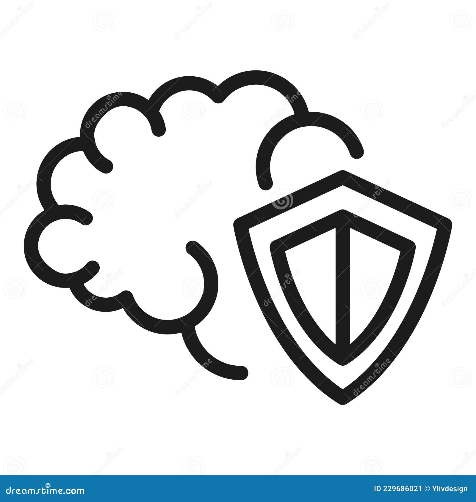 Brain Shield Icon Outline Vector. Mental Health Stock Vector ...