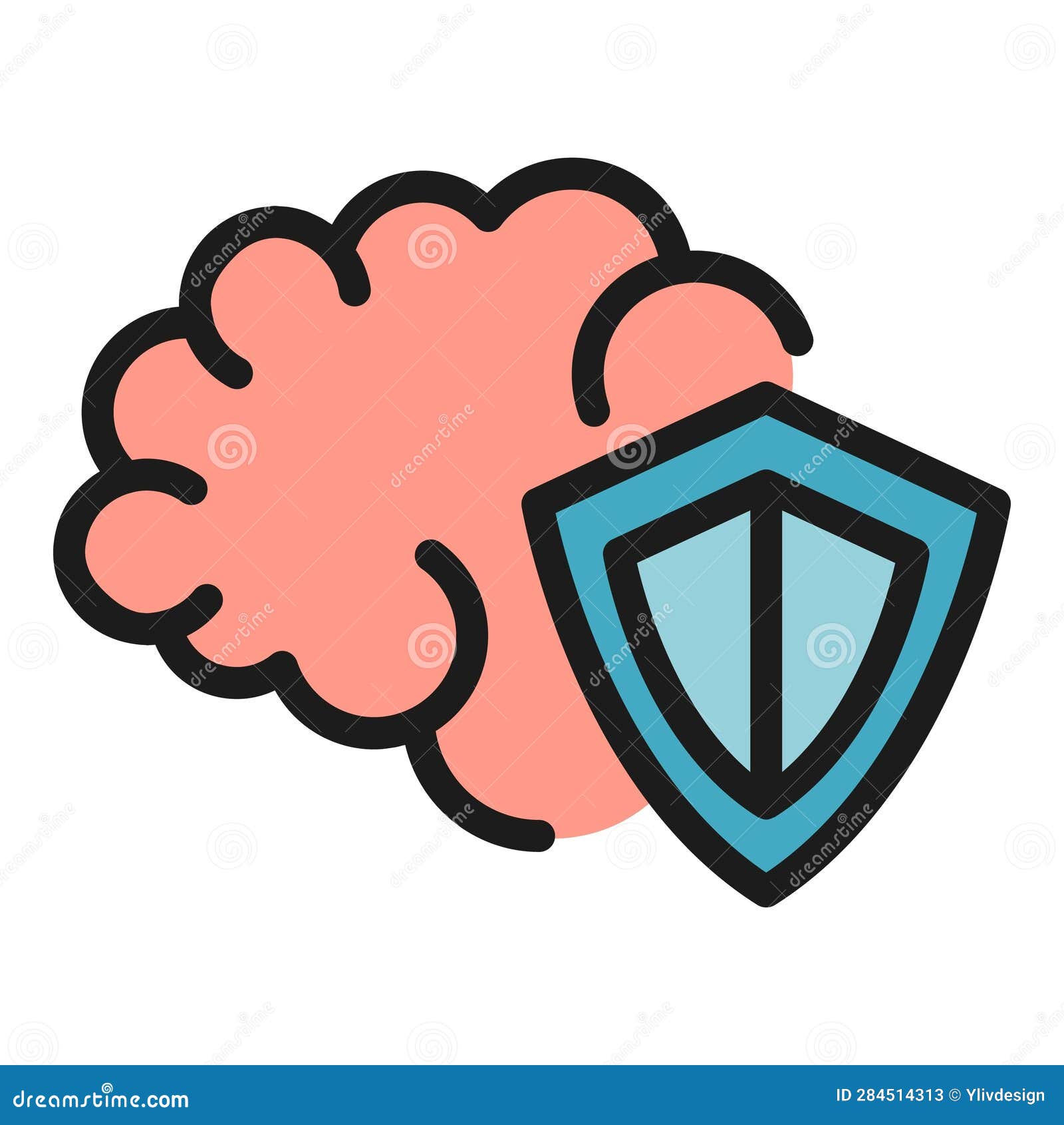 Brain With Shield Icon, Mental Health Protection, Save Mental Health ...
