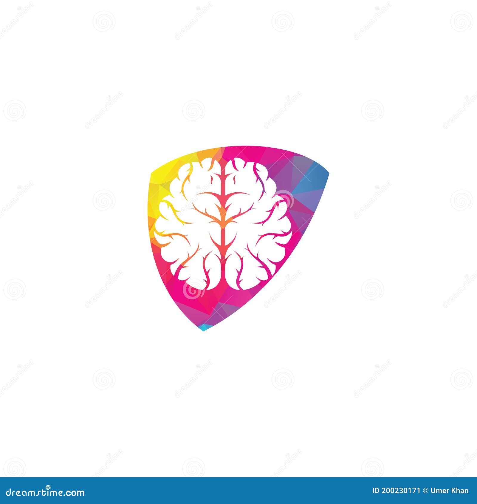 Brain Shield Shape Concept Logo Design. Stock Vector - Illustration of ...