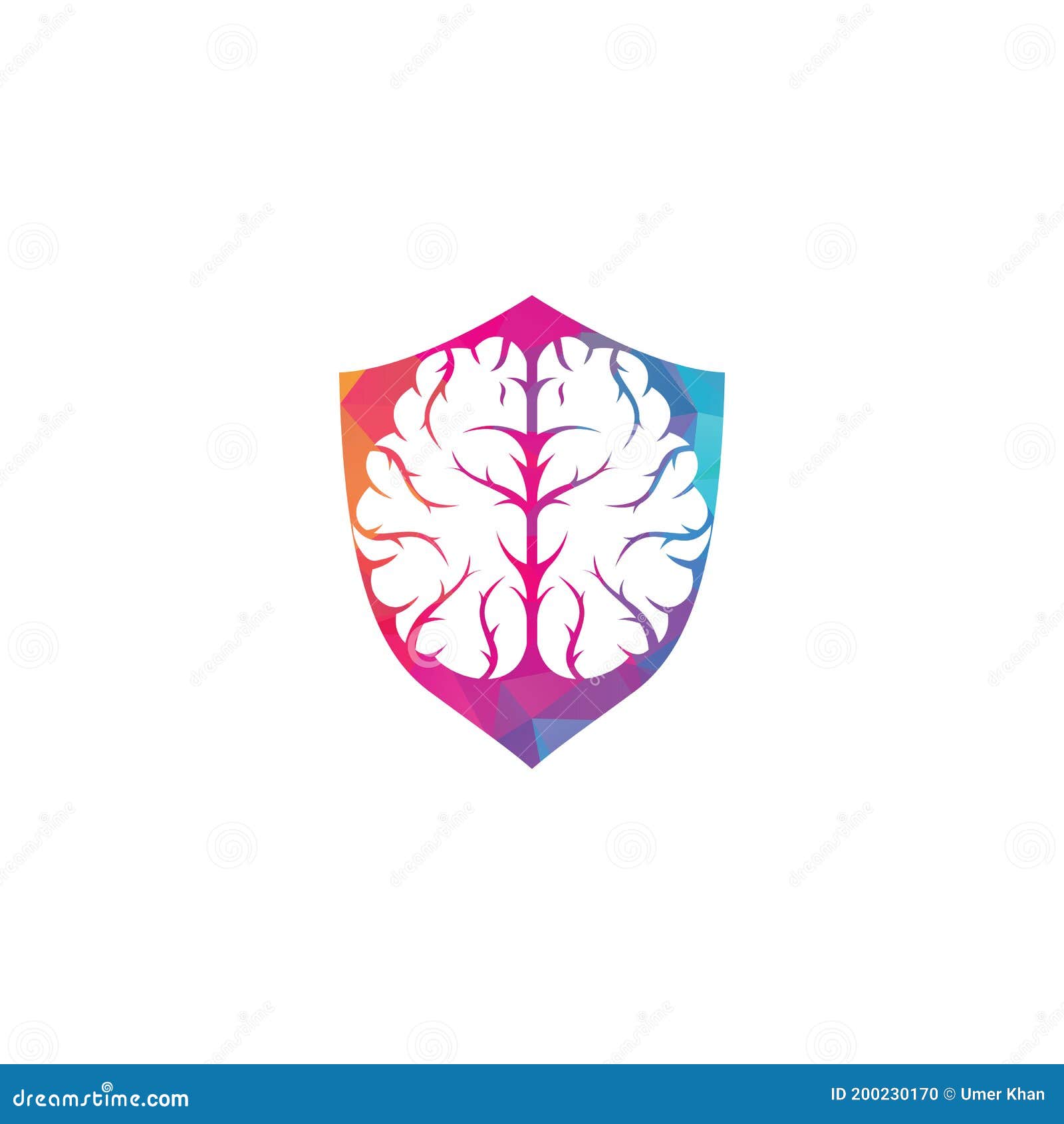 Brain Shield Shape Concept Logo Design. Stock Vector - Illustration of ...