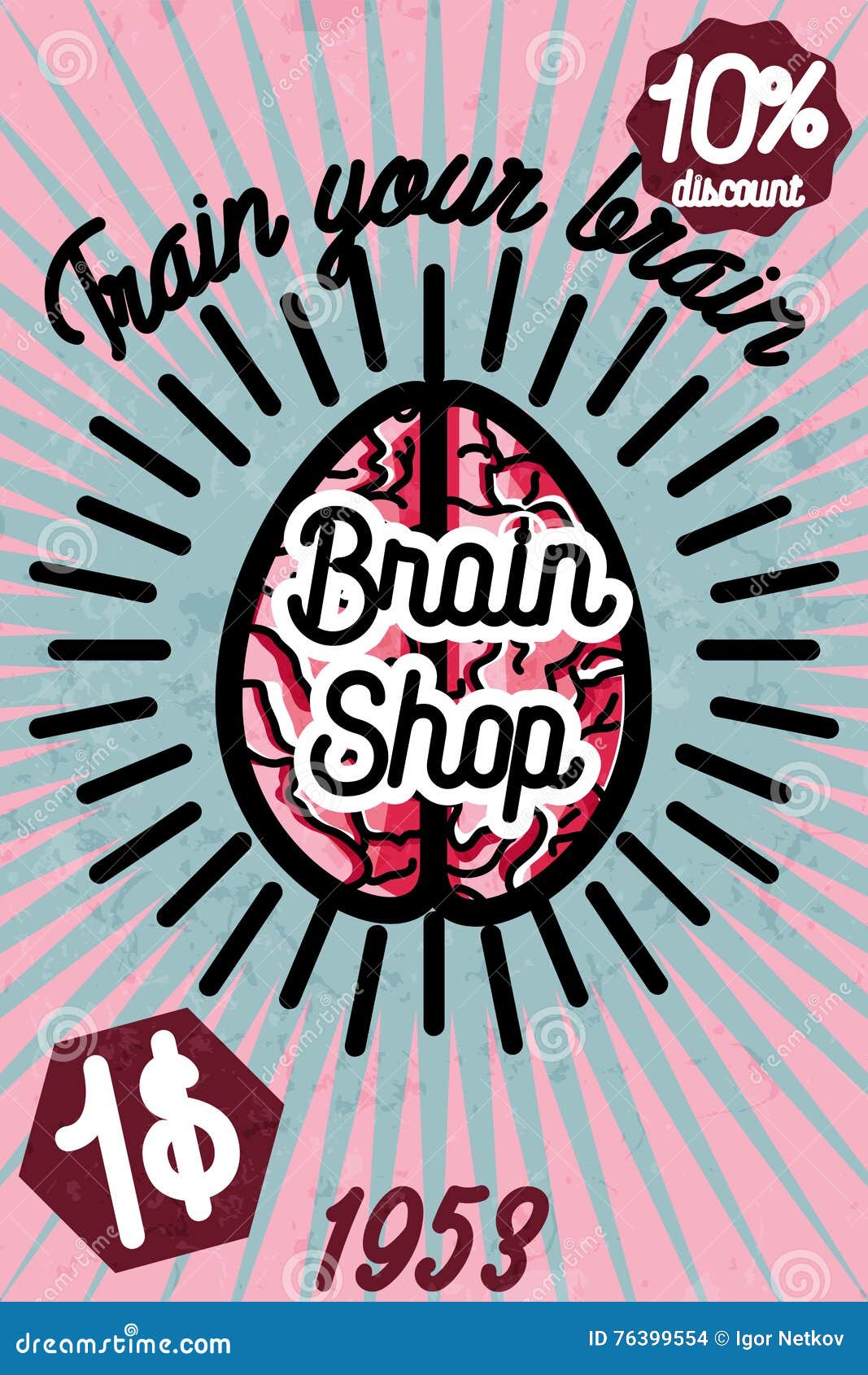 Brain shop banner stock vector. Illustration of design - 76399554