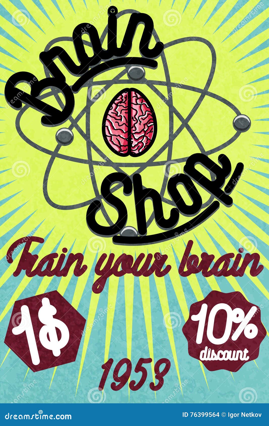 Brain shop banner stock vector. Illustration of education - 76399564