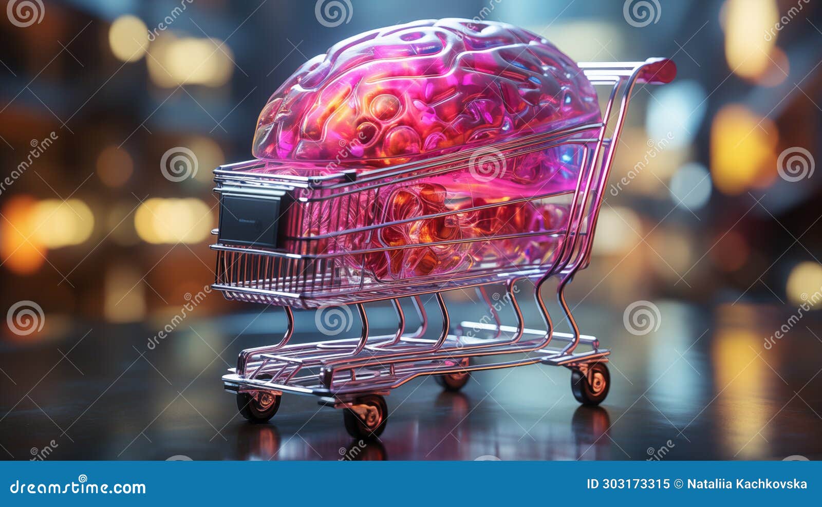 Brain in the shopping cart stock illustration. Illustration of purchase ...
