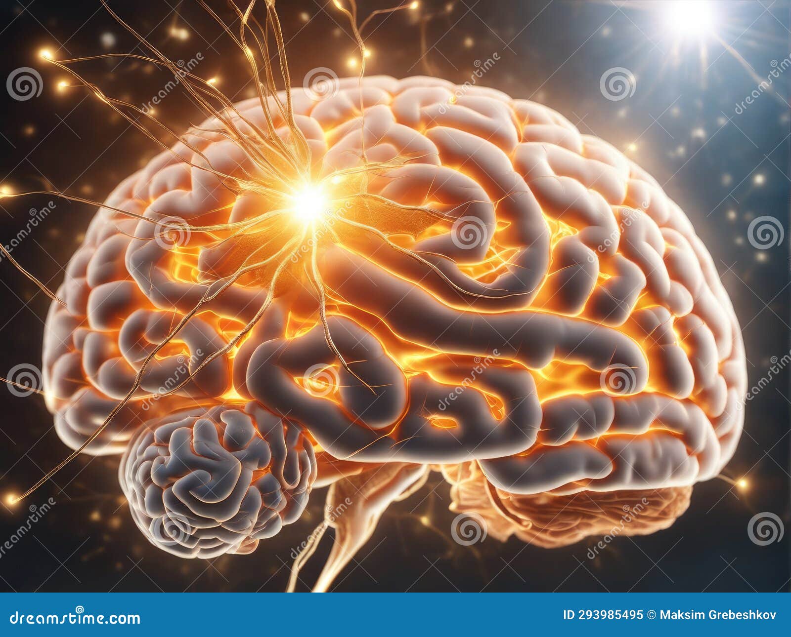Brain Showing Neurons Firing and Neural Extensions Stock Illustration ... Brain Showing Neurons Firing and Neural Extensions Stock Illustration ...